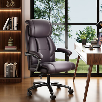 Big Tall Executive Office Chair Ergonomic High Back Leather Computer ...
