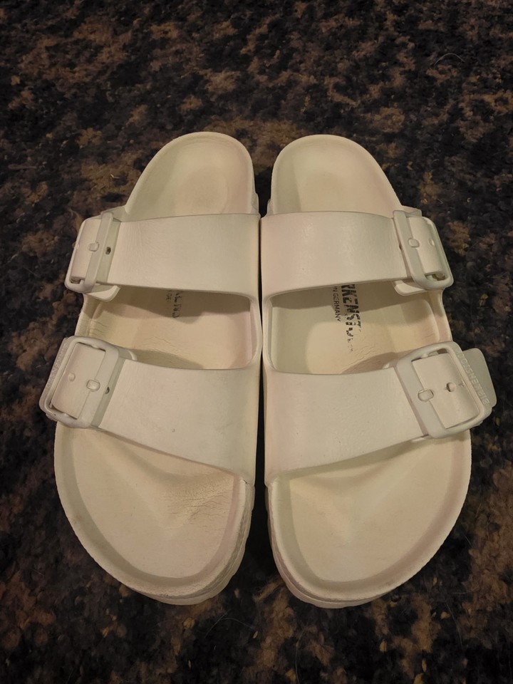 BIRKENSTOCK Arizona Womens WHITE Eva Slides BIRKS shoes size 6-6.5 (37 ...