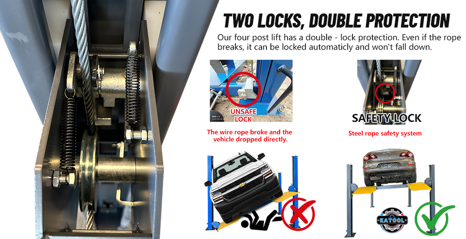 8500 Lbs Four Post Parking Lift 4-Post Storage Service Car Lift Casters ...