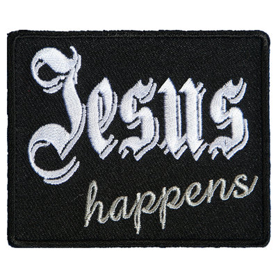 Jesus Happens Black & White Patch, Christian Biker Patches | eBay
