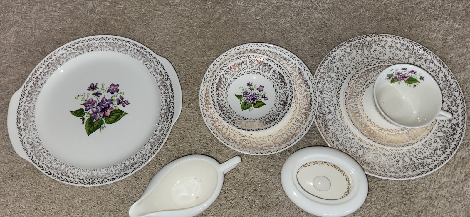 6 Cunningham & Pickett Spring Violet China . Complete set of 6. | eBay