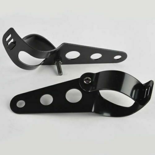 1 Pair Black New Headlight Bracket Mount Clamp Black Steel 35-43mm fork ...