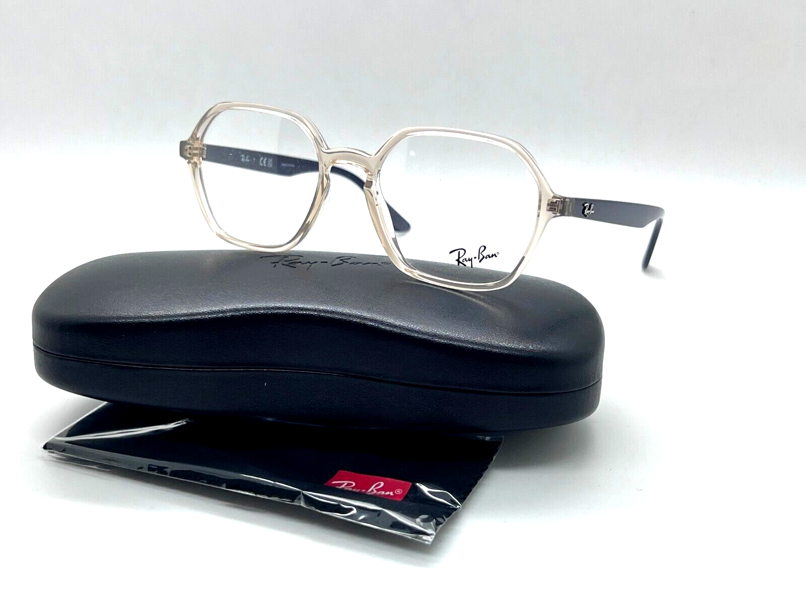 NEW Ray Ban EYEGLASSES Frame RB 4361V 8138 TRANSPARENT LIGHT BROWN 52 ...