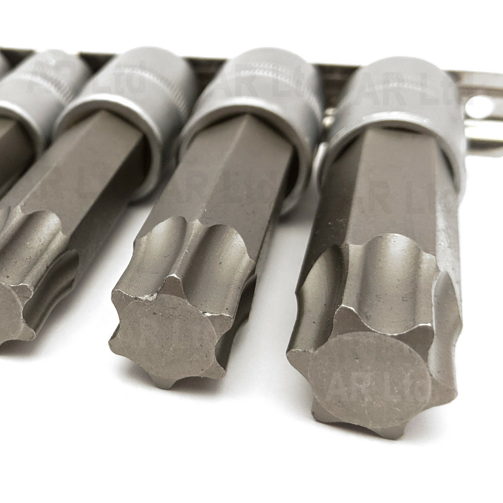 6 large size T Sockets T55-T100 1/2in. Dr with Rail. Male TORX STAR ...