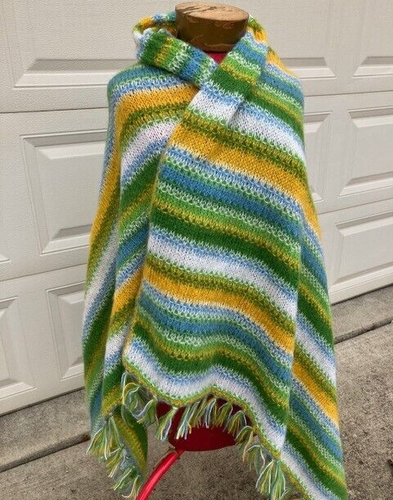 Knitted Multi Colors, Shawl Wrap Lap throw Blanket Aghan Light Weight ...