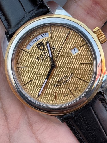 Tudor Glamour Date 56003 Men's Watch Automatic 18k-Gold Dial Aftermaker ...