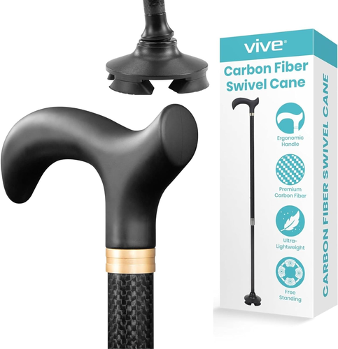 Vive Ultra-Lightweight Quad Cane with Pivot Base - Carbon Fiber Weighs ...