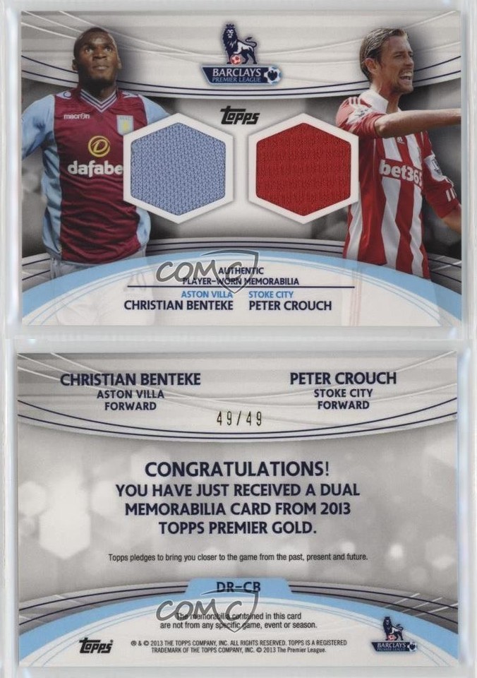 2013 English Premier Gold Dual Relics /49 Christian Benteke Peter ...