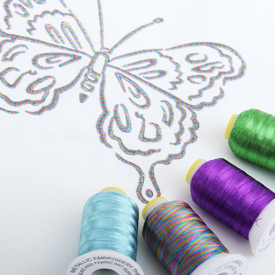 METALLIC EMBROIDERY THREAD - 500M 40WT - FITS BROTHER BERNINA - 25 ...