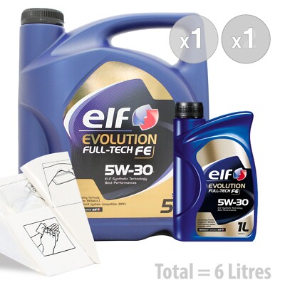 Car Engine Oil Service Kit / Pack 6 LITRES Elf Evolution Fulltech FE ...