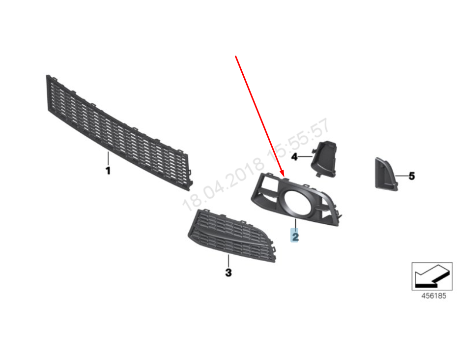 BMW 5 F10 Nebelscheinwerfergrill vorne links M Sport 51118055133 2015 ...