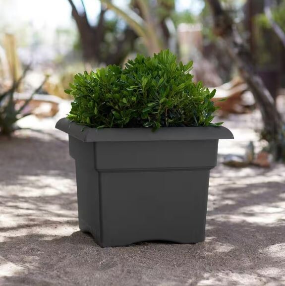 Plant Pot Square Charcoal Large Deck Box Planter 14 Inch Plastic Indoor ...
