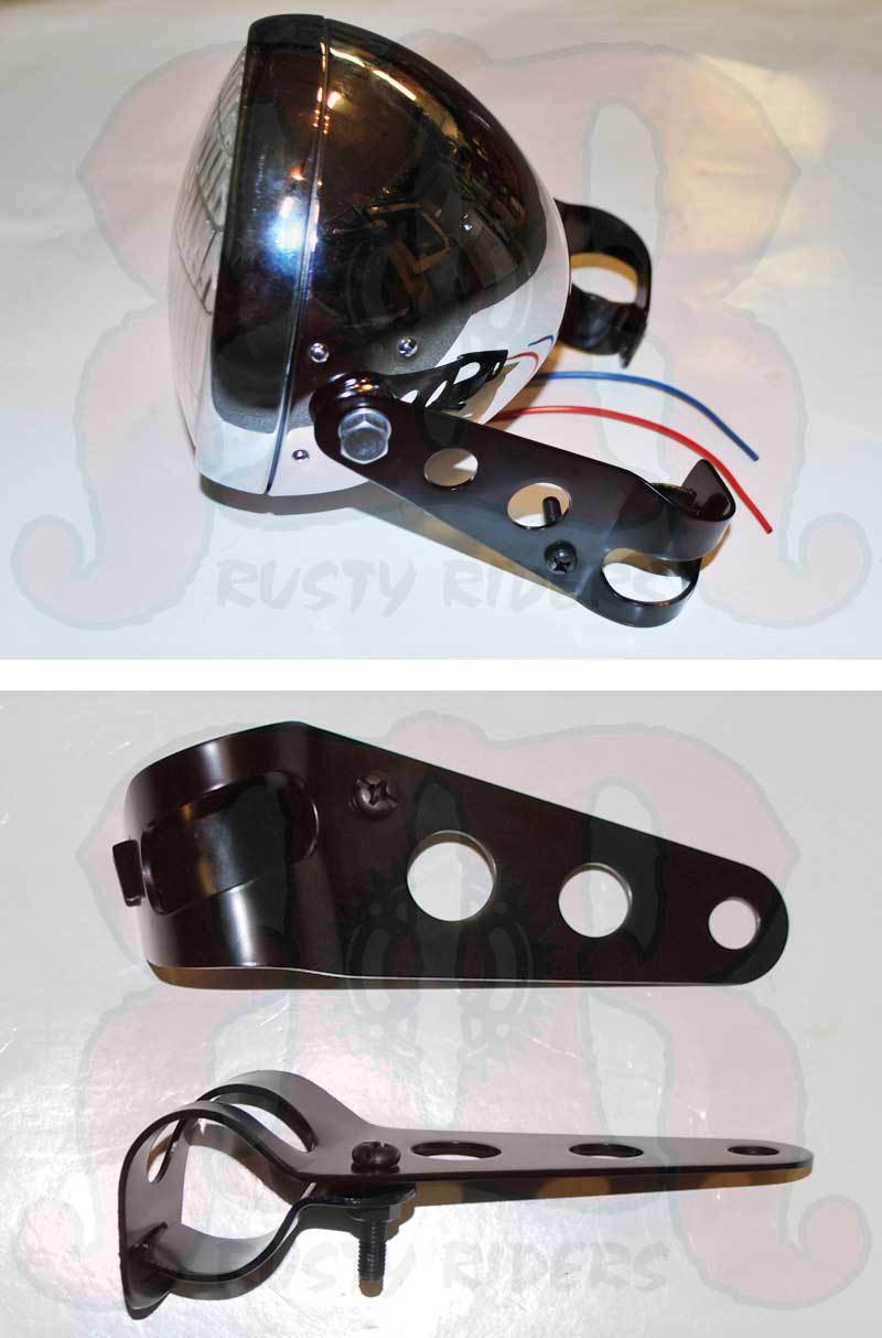Black Side Mount Headlight Bracket Chopper Bobber Honda CB750 CB450 ...
