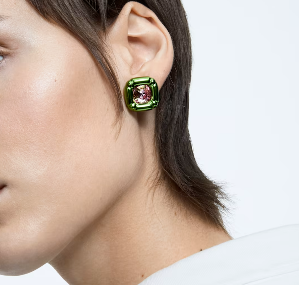 Swarovski Dulcis Stud Earrings Pierced Green Pink #5600778 New ...