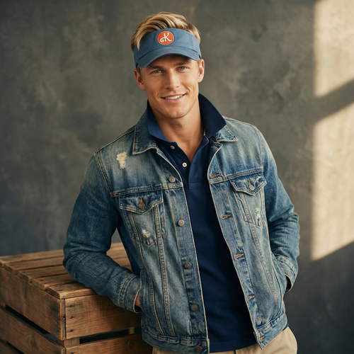 Barbie Ken 'K' Light Blue Logo Visor Adjustable Cotton Sun Hat Preppy ...