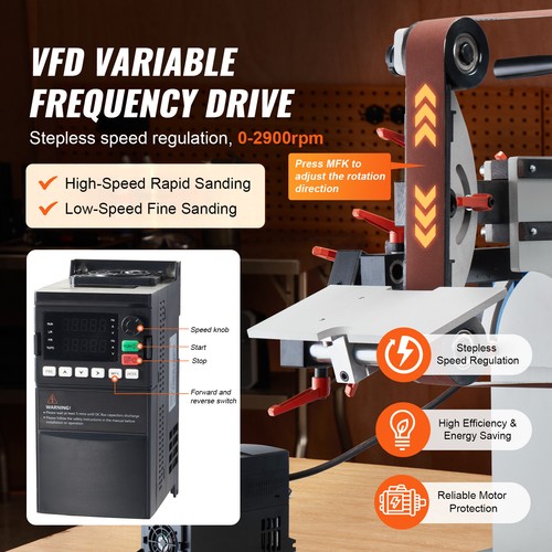 Uimoso Belt Grinder Sander 72 x 2-Inch Belt Polisher with VFD 3 ...