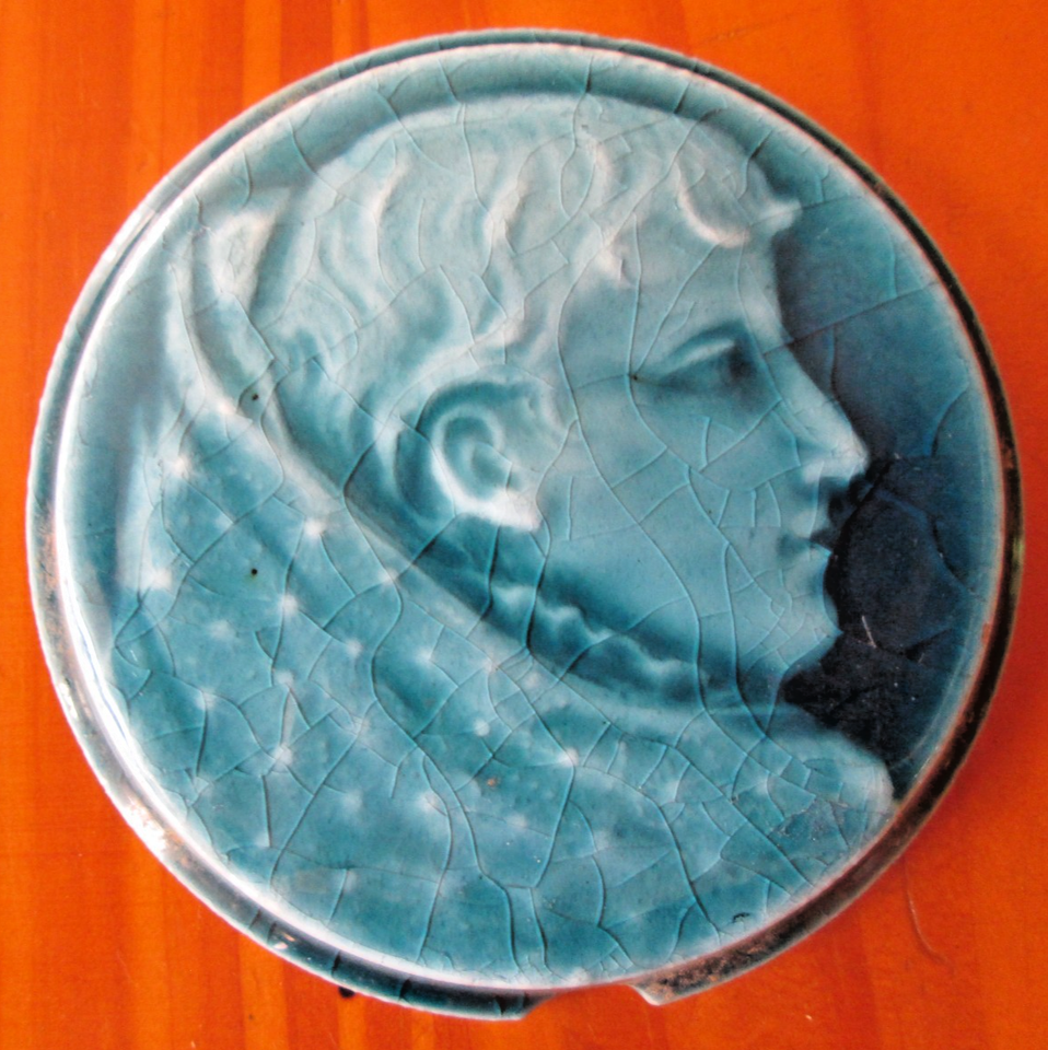 19th Cent Turquoise Stove Tile – Woman’s Profile, Possibly Beaver Falls ...