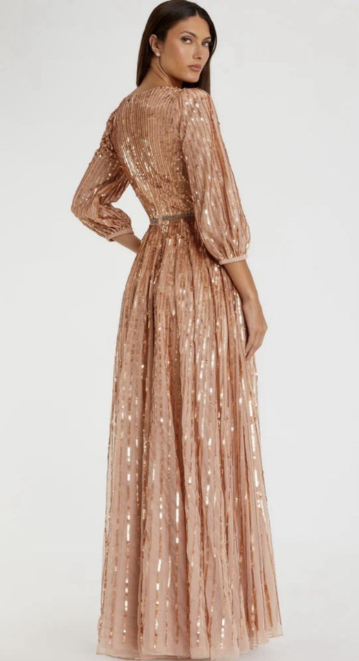 Mac Duggal A5509 Sz 12 Apricot Sequin Formal Gown (sequins missing) | eBay