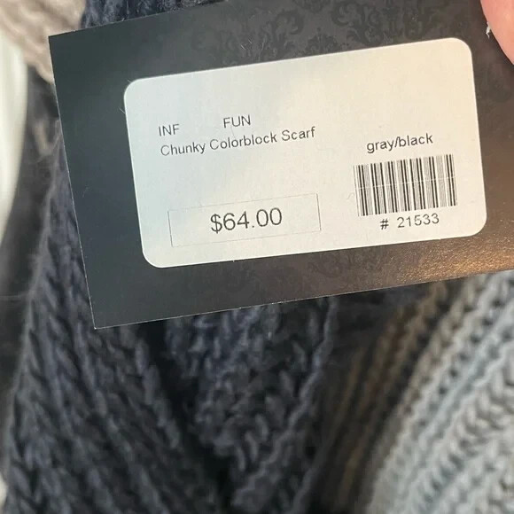 Beige Black & Gray Chunky Knit Colorblock Infinity Scarf B9 | eBay
