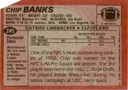 1983 Topps Chip Banks Rookie Cleveland Browns #245 | eBay