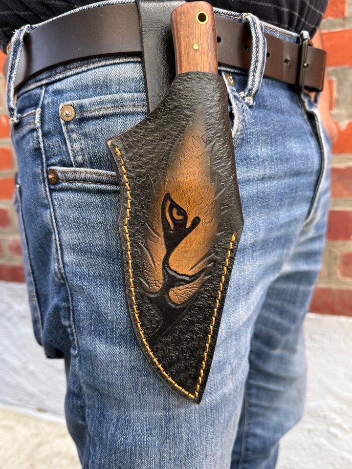 Leather Hand Crafted Fixed Blade Knife Sheath Outdoor Hunting Knives ...