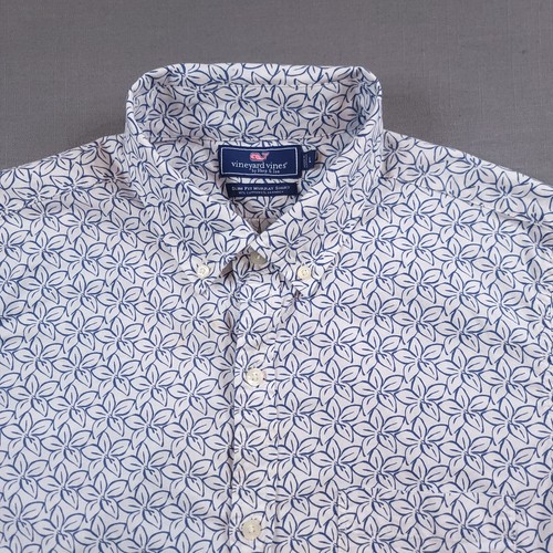 Vineyard Vines Shep Ian Slim Murray Button-Up Shirt Blue Flower Size ...