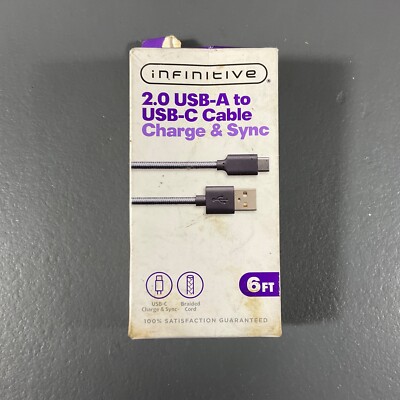 Infinitive Durable Braided 6 Ft. 2.0 USB-A to USB-C Cable Charge & Sync ...