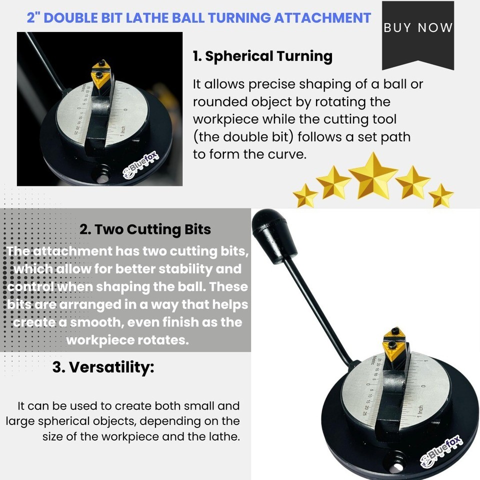 2" Double Bit Ball Turning Attachment For Lathe Round Convex Radius ...