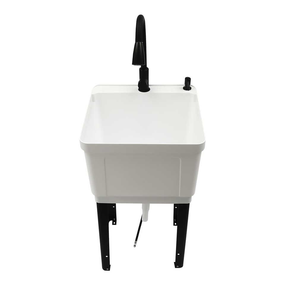 Laundry Sink Utility Tub With High Arc Stainless Steel Pull Down ...