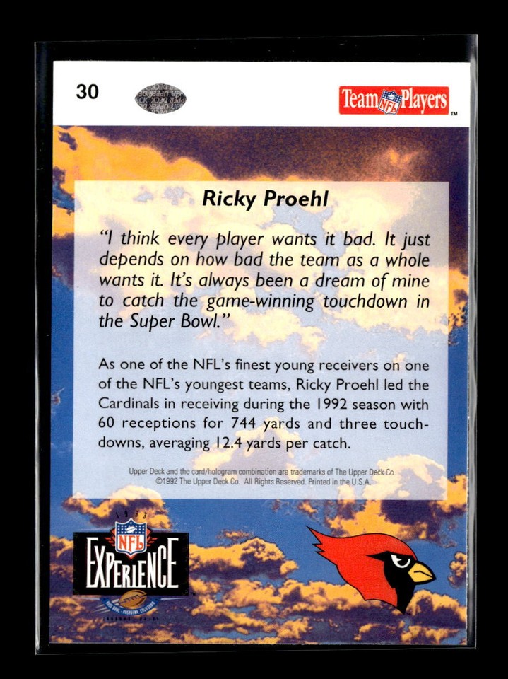 1993 Upper Deck NFL Experience #30 Ricky Proehl | eBay