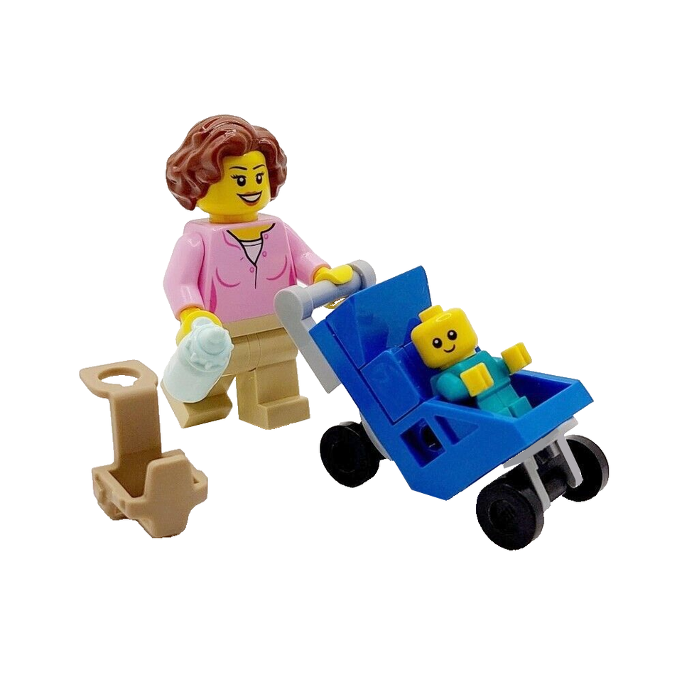 Genuine LEGO® Mum & Baby Cake Topper Decoration With Carrier & Stroller ...