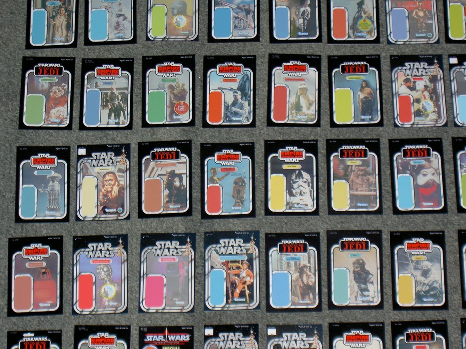Vintage Star Wars 104 X CARDBACKS SET,LOT.MINI BACKING CARDS,DISPLAY ...