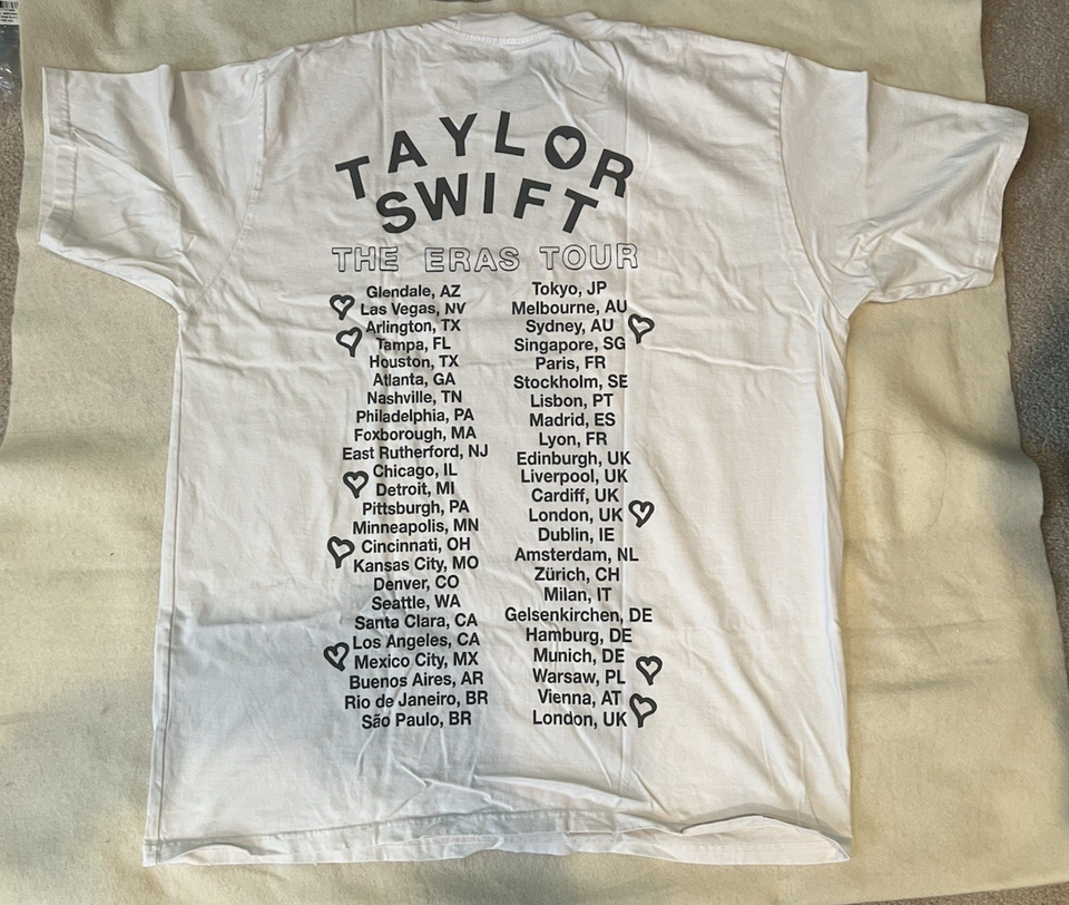 Taylor Swift The Eras Tour Oversized XL Double Sided Tour Dates T-Shirt ...