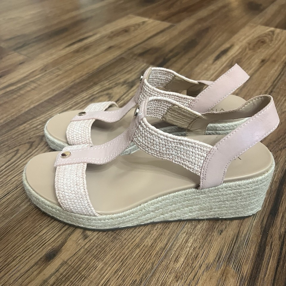 Vionic Womens Calera Light Pink Leather Wedge Sandals Shoes Sz 10 Beach ...