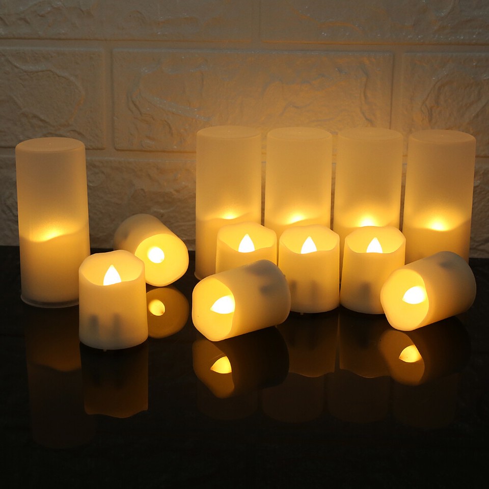 6× Rechargeable Flicker Flameless LED Tea Lights LED Candle Timer ...