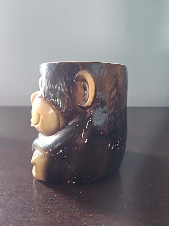 Vintage Kitsch Monkey Ape Ceramic Cookie Jar Canister barrel jar made ...