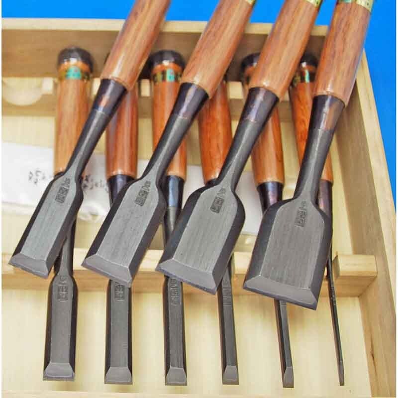 Tasai Oire Nomi Japanese Bench Chisels Set of 10 Black Blue Steel Red ...