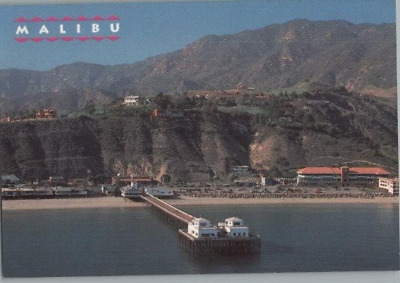 Aerial View Malibu Pier Blue Pacific Hillside California USA Postcard | eBay
