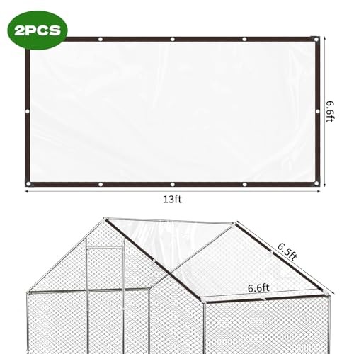 2 PCS 6.6x13 Ft Chicken Coop Covers with 10 Pcs Ball Bungees Cords ...
