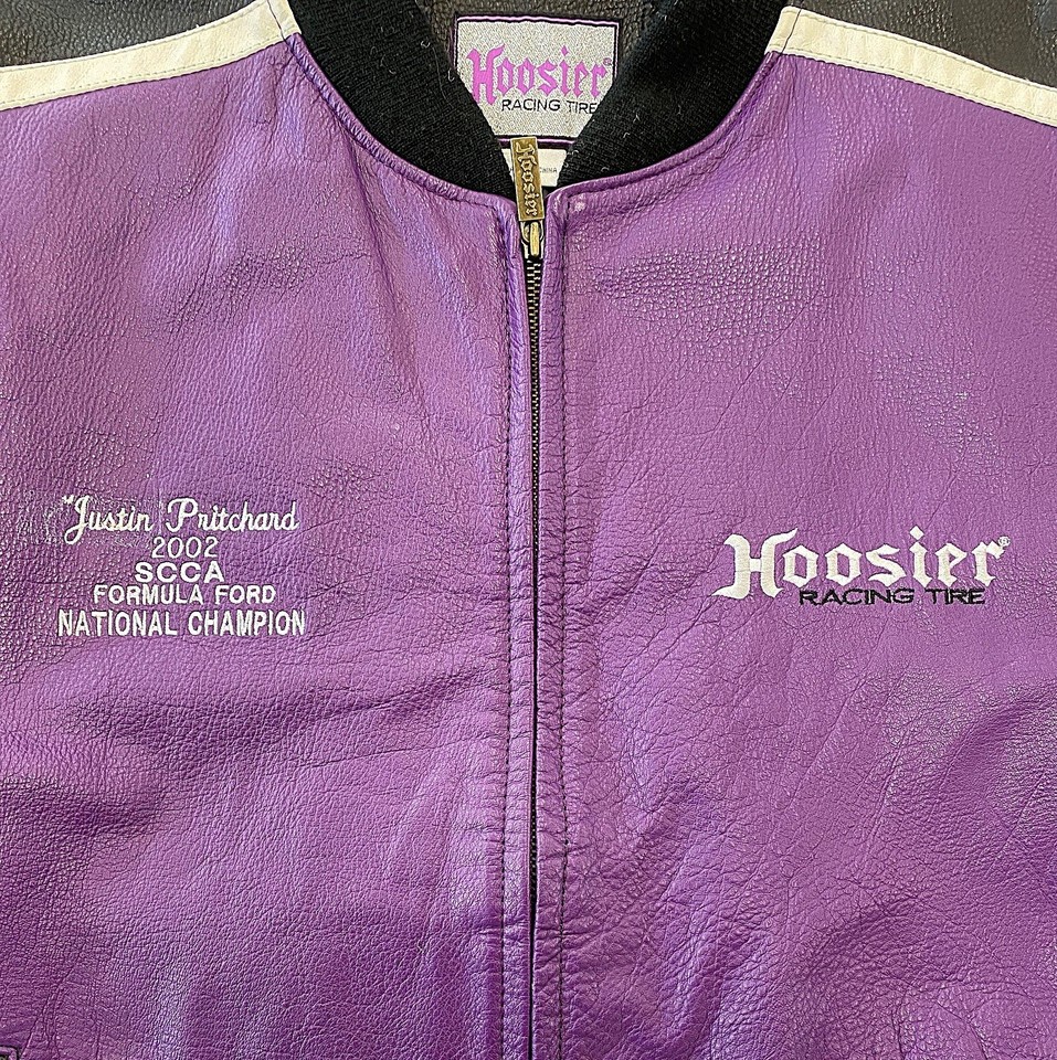 HOOSIER TIRES LEATHER PURPLE RACING JACKET 2002 SCCA FORMULA CHAMP ...