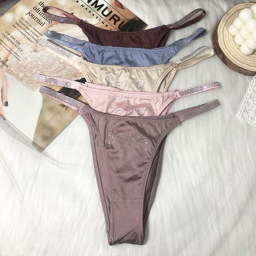5 Packs Lot Womens Sexy Satin Panties Briefs Thong G string Bikinis ...