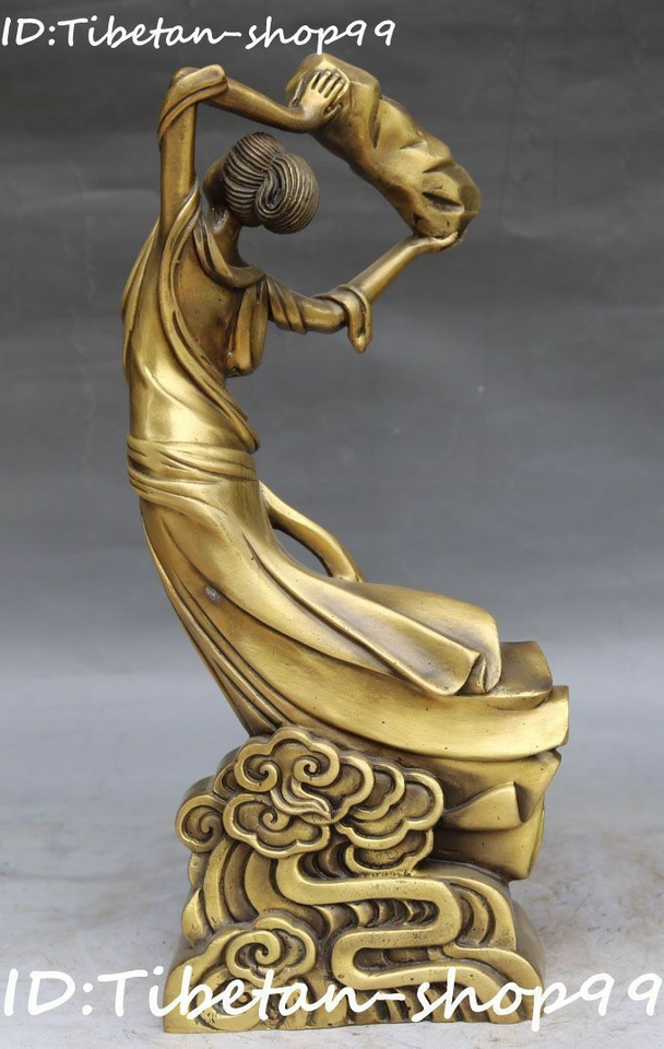 Chinese Pure Bronze Myth Legend Nuwa Nu Wa God Goddess immortal Mend ...