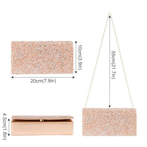 Women's Evening Handbags, Bling Rhinestone Purse w/Chain, Stunning Rose ...