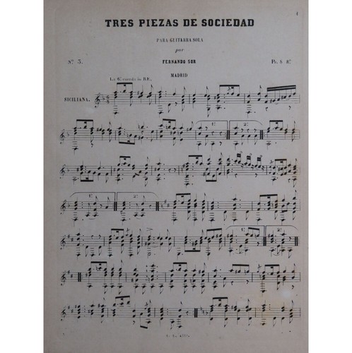 SOR Ferdinand Tres Piezas de Sociedad op 33 No 3 Guitare | eBay