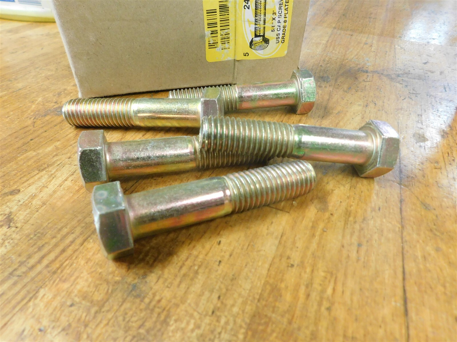 USS CAP SCREW BOLTS GRADE 8 PLATED LOT OF 5 PCS 5/8TH BY 3 INCHES LONG ...