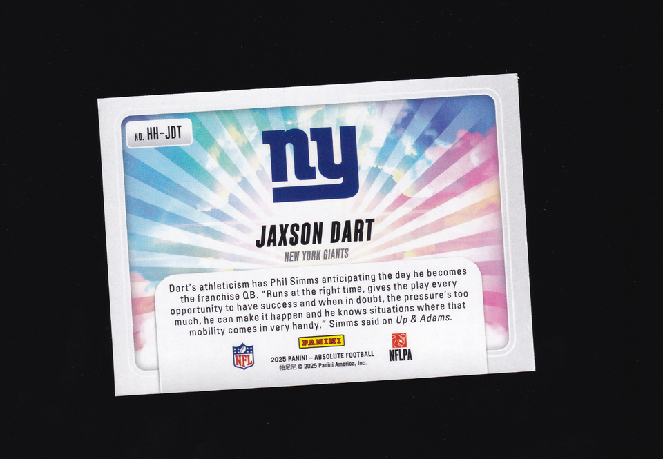 Jackson Dart 2025 Panini Absolute- Jackson Dart (RC) - Hog Heaven - No ...