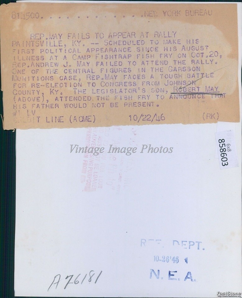 1946 Robert Announces Father Rep Andrew Mays Fish Fry Absence Politics ...