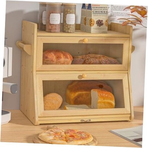 Double Layer Bread Box for Kitchen Counter, Large Bread Storage ...