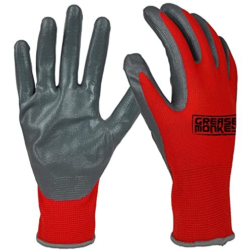GREASE MONKEY Nitrile Coated Work Gloves - 15 Pairs - Size Large ...