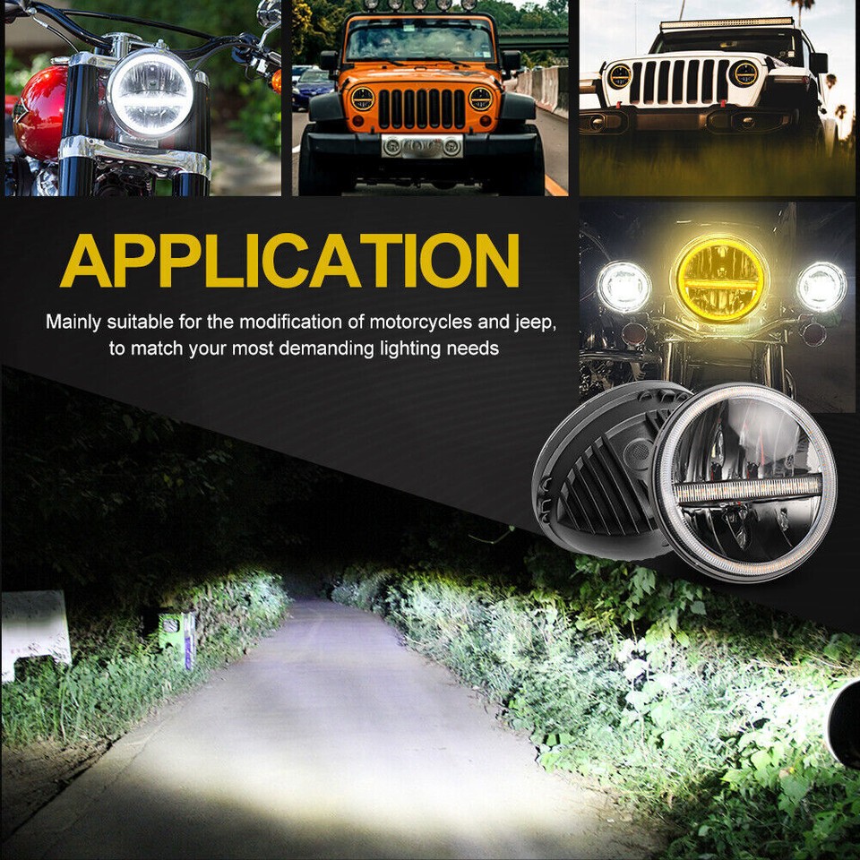 Brightest Pair 7" inch Round Halo LED Headlights DRL Turn For Chevrolet ...